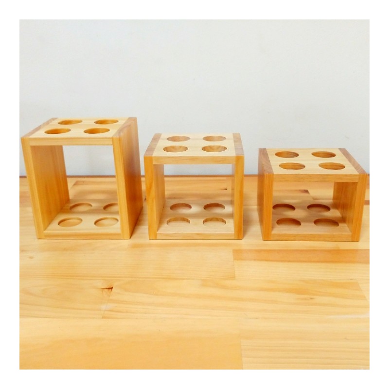 Rak Kayu Sample Tube Ø 34 mm Lubang 4 Size L, Natural - SUJI